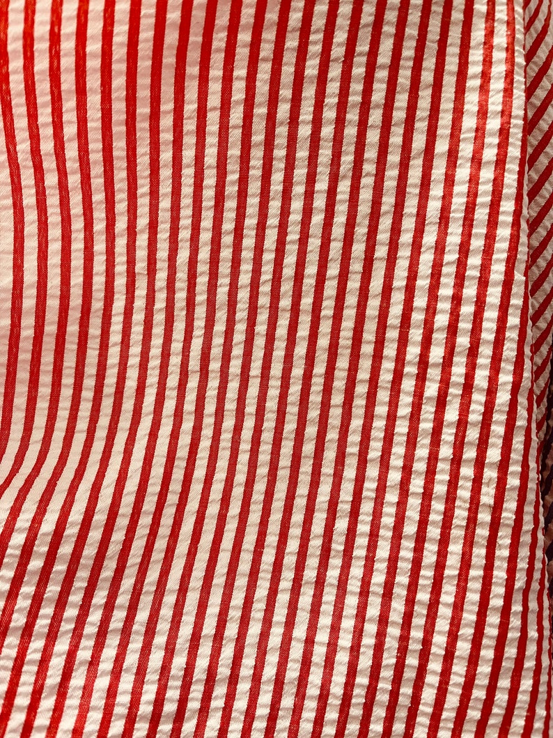 Cotton Seersucker Red and White Striped | Etsy