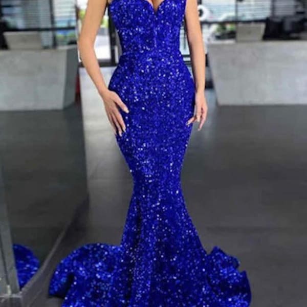 Royal Blue Sequence Dresses - Etsy