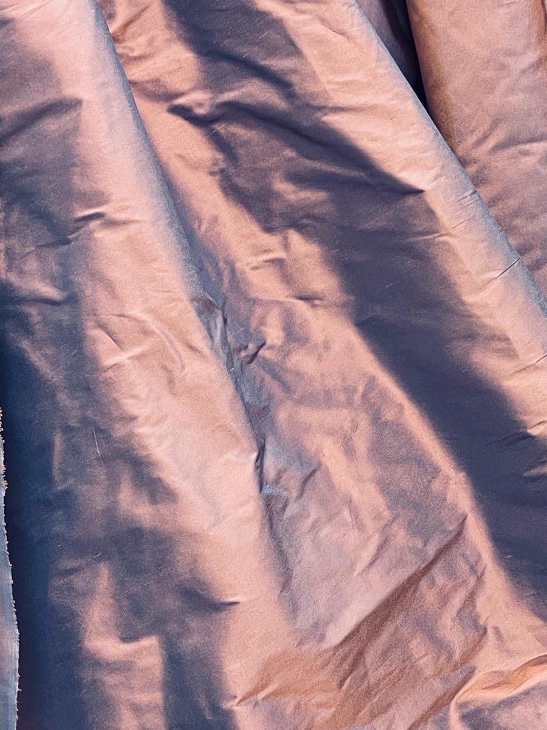 Rust Blue Iridescent Silk Taffeta Fabric - 56" Wide, Made in England - Etsy