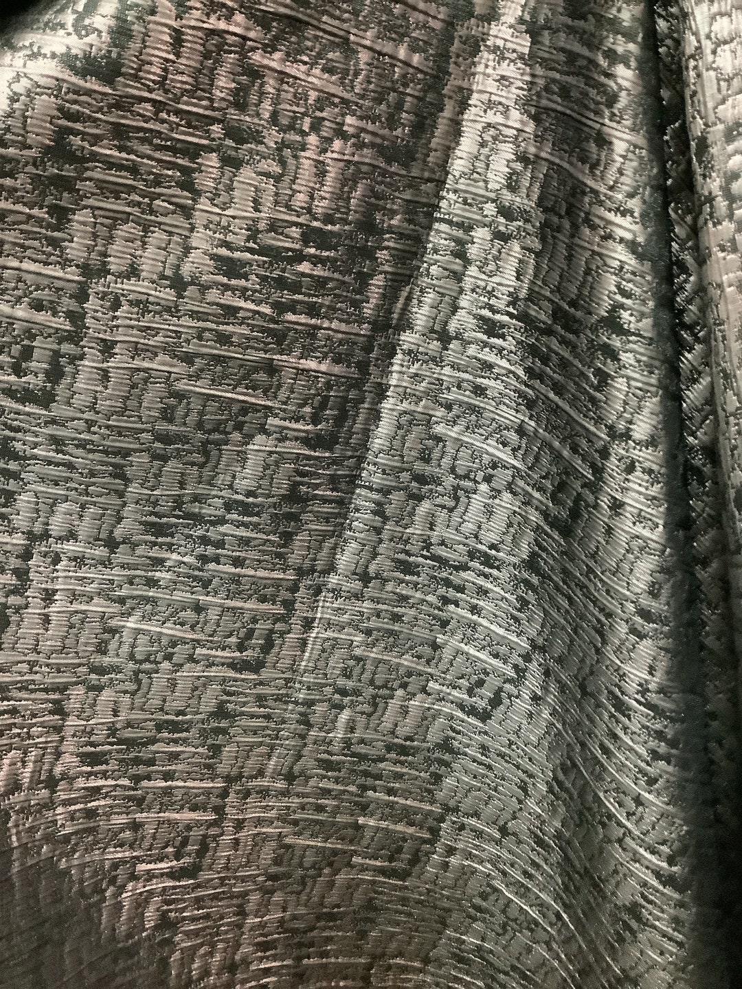 Silver Gray on Black Design Mikado Brocade Great Fabrics for Dress ...