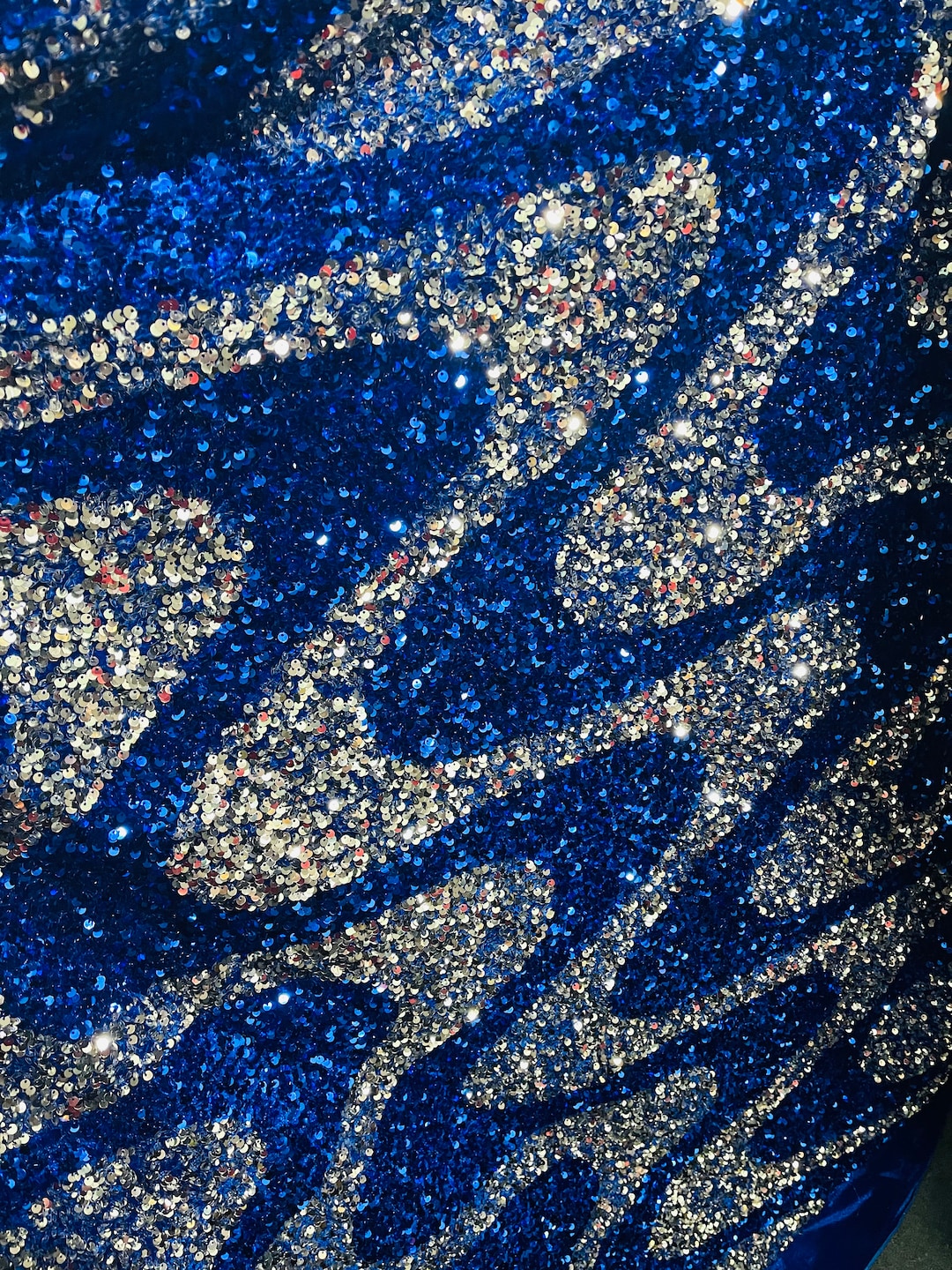Royal Blue Silver Sequins Swarm Velvet Sequence 4way Stretch Great for ...