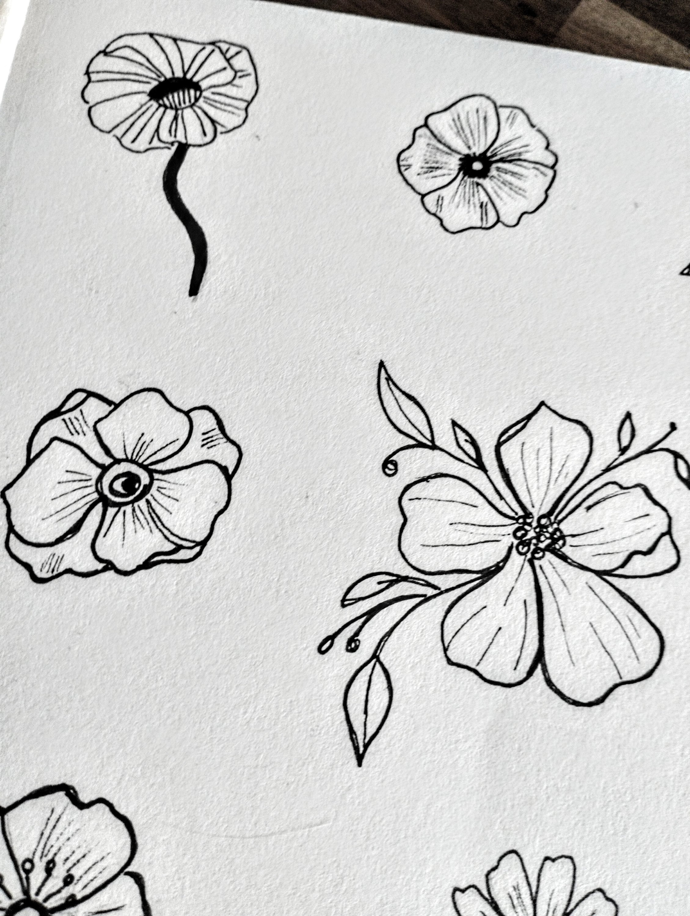 Flower Tattoo Designs Set of 12. Vintage Flowers. Doodle Hand Drawn ...