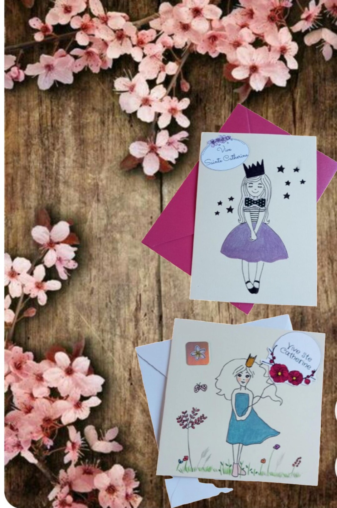 Saint Catherine Cards. Set of Two Cardboard Cards in Rectangular or ...