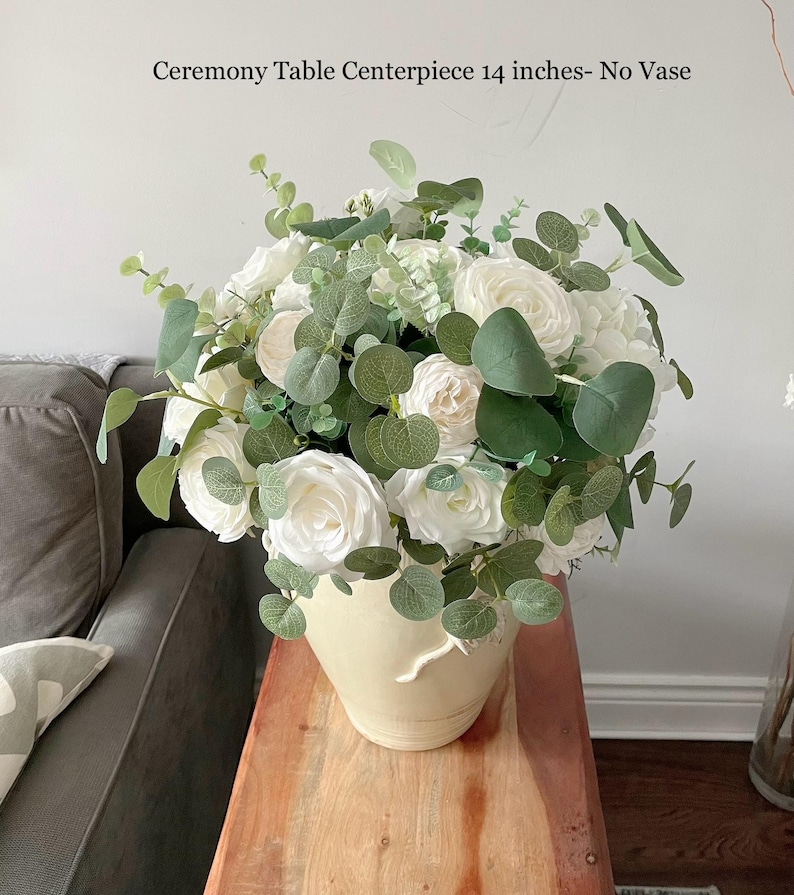 White- Ivory & Greenery Bouquet, Wedding Bouquet, Bridal Bridesmaids ...