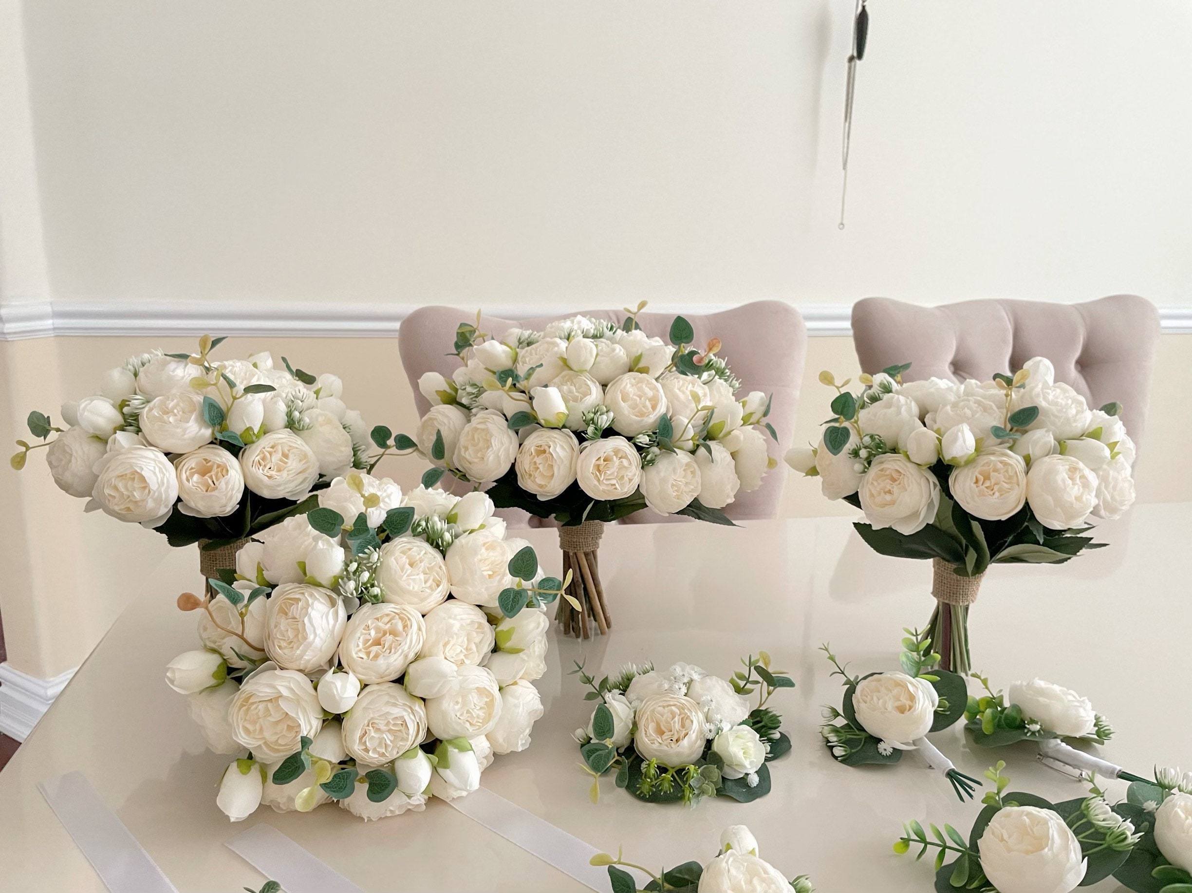 Ivory & Greenery Bouquetwedding Bouquetbridal Bouquets - Etsy Canada