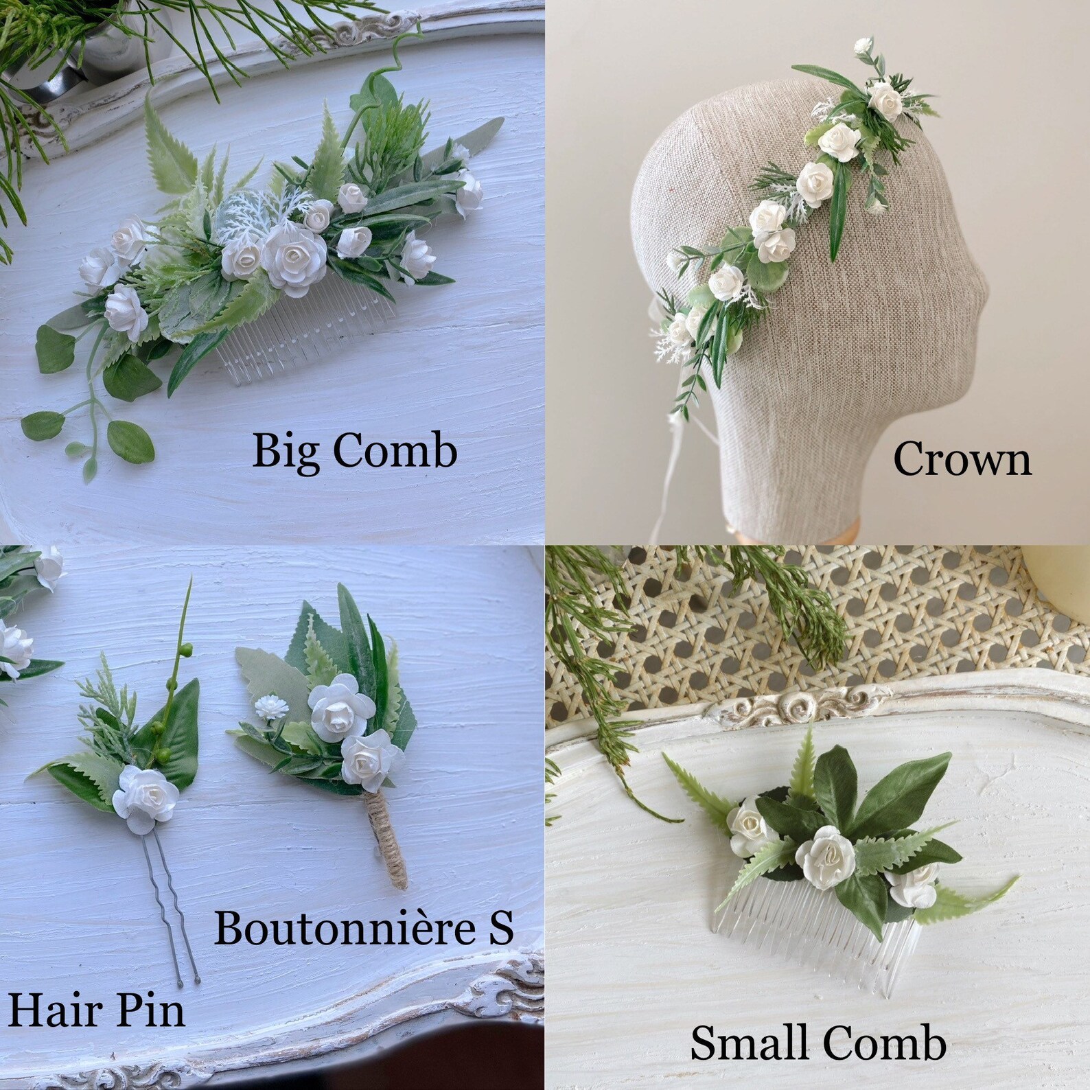 White- Ivory & Greenery Bouquet, Wedding Bouquet, Bridal Bridesmaids ...