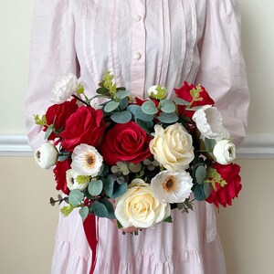 Red Roses & Greenery Bouquet,wedding Bouquet,bridal Bouquet,bridesmaids ...