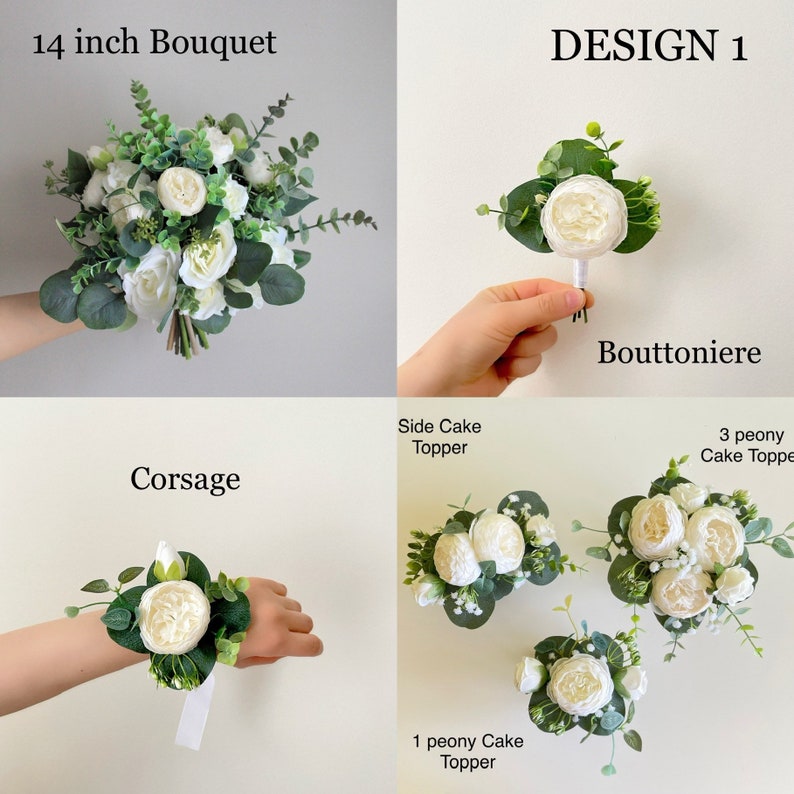 Ivory White & Greenery Bouquet Wedding Bouquetbridal - Etsy Canada