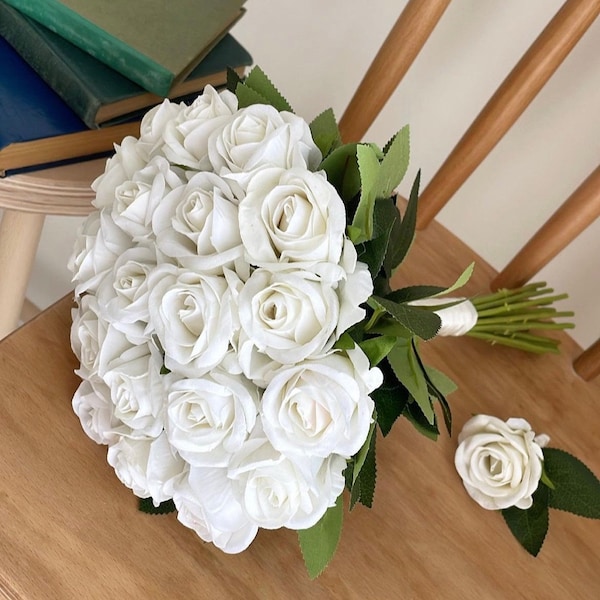 White Rose Bouquet - Etsy