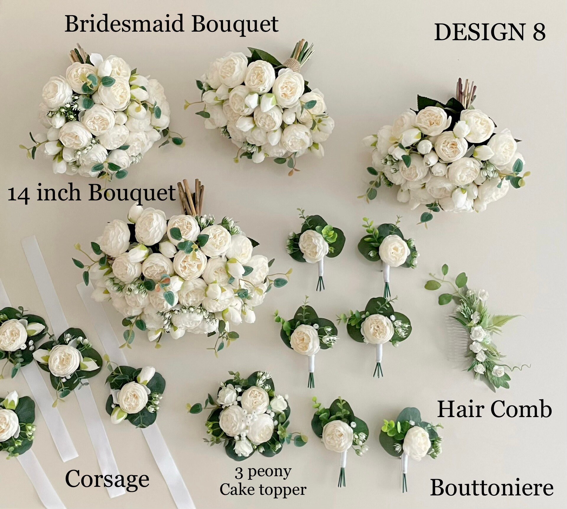 Ivory White & Greenery Bouquet Wedding Bouquetbridal - Etsy Canada
