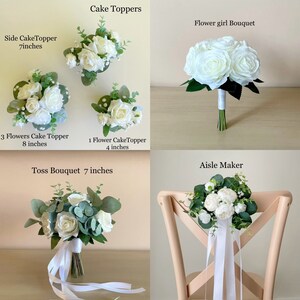 Ivory White & Greenery Bouquet, Wedding Bouquet, Bridal Bouquet ...