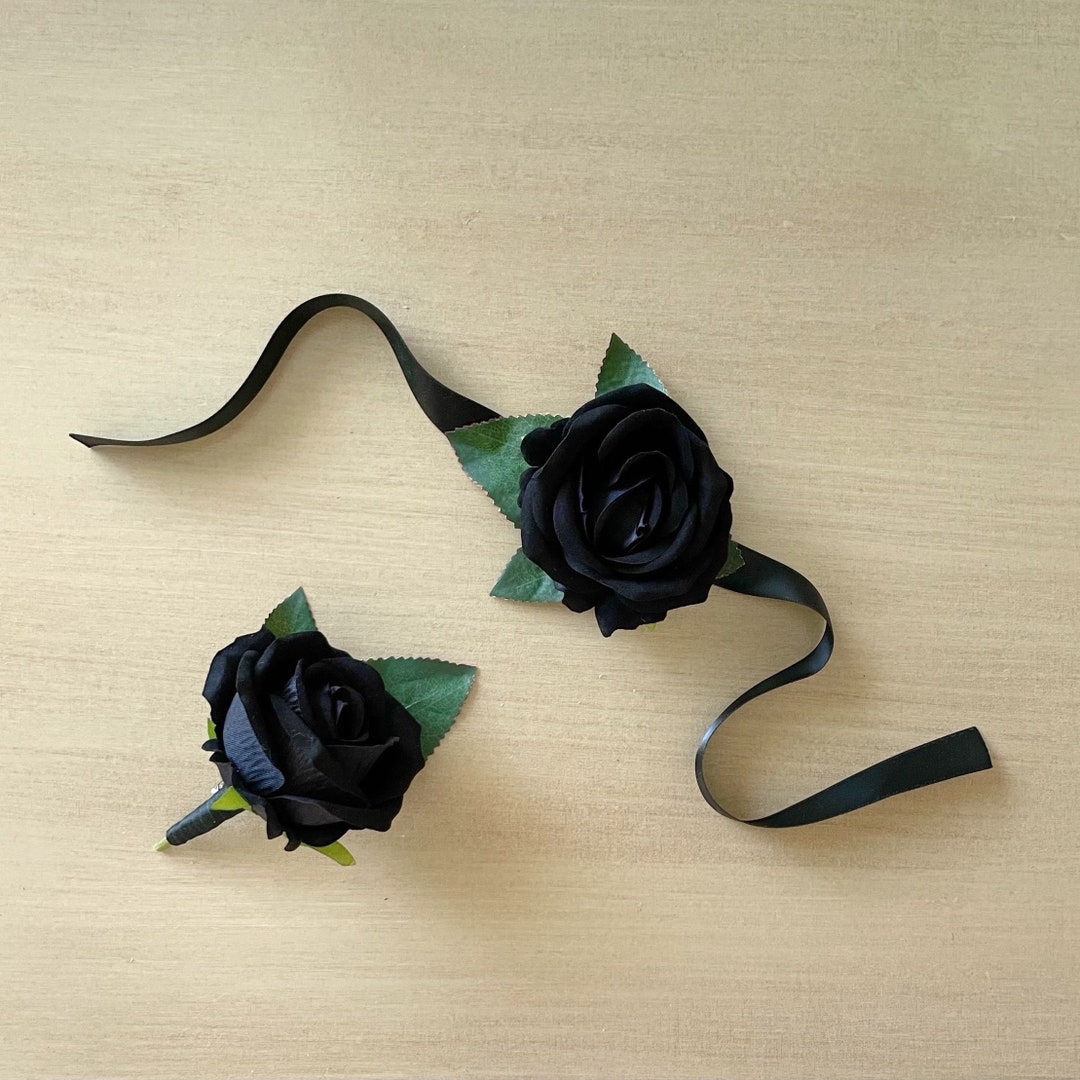 Black Gothic Corsage , Wedding Accessories , Black Wristbands ...
