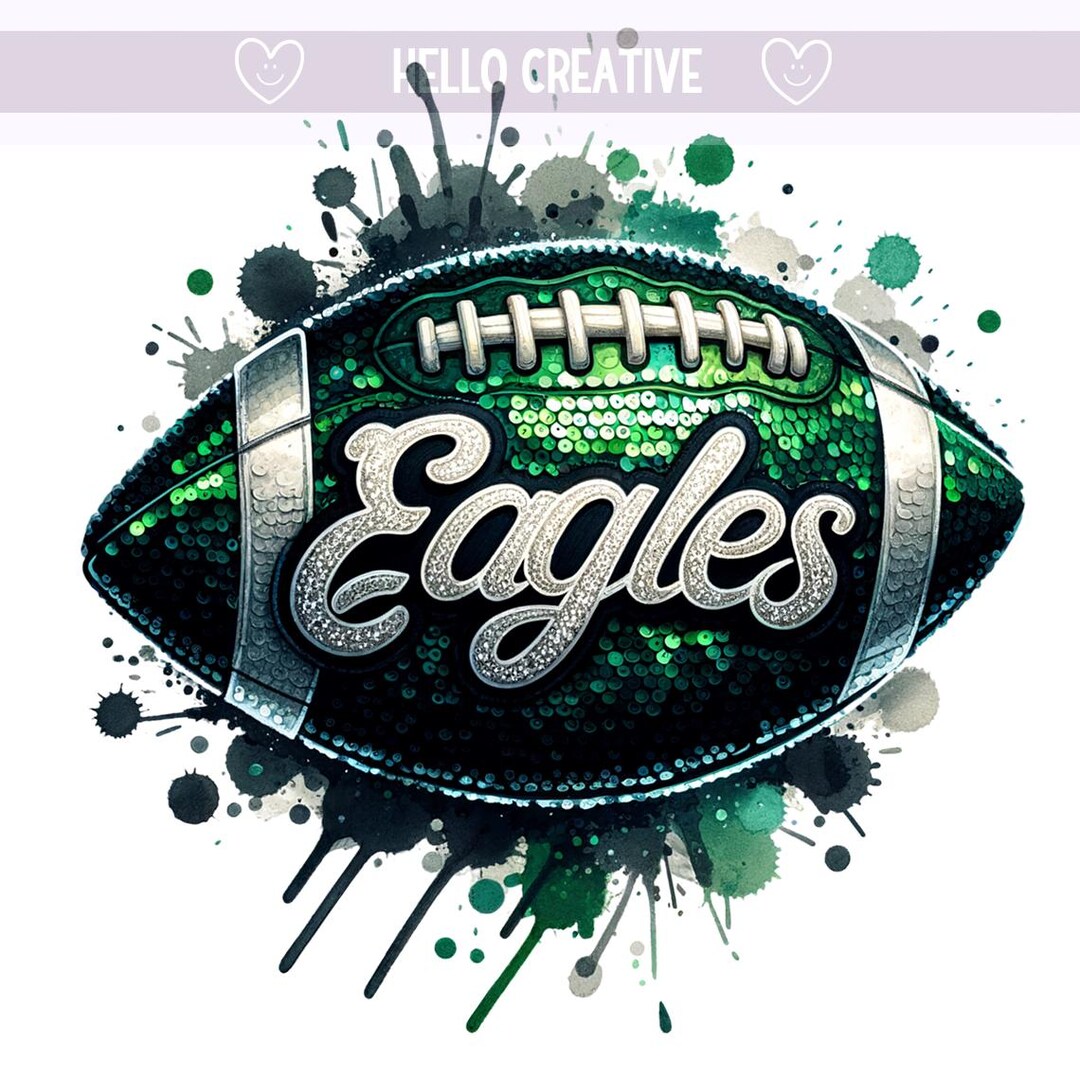 Eagles PNG, Green Sequin Mascot Png, Football Season Png, Game Day Png, Retro Football Png ...
