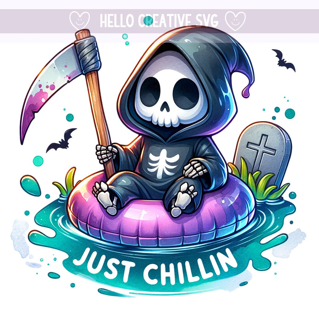 Just Chillin PNG, Snarky Skeleton PNG, Floaty Clipart, Grim Reaper Png ...