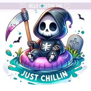 Just Chillin PNG, Snarky Skeleton PNG, Floaty Clipart, Grim Reaper Png ...