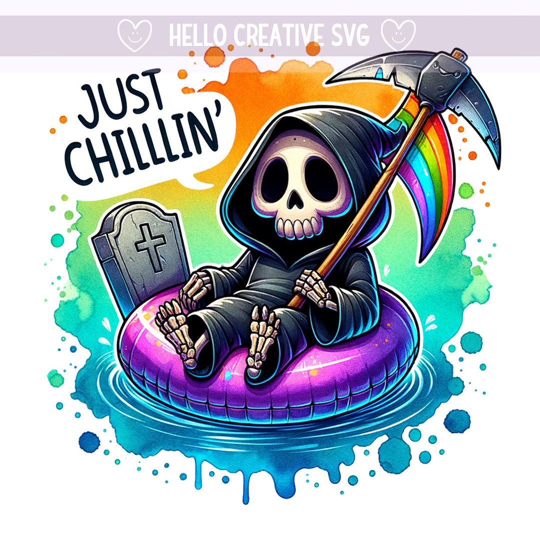 Just Chillin PNG, Snarky Skeleton PNG, Floaty Clipart, Grim Reaper Png ...