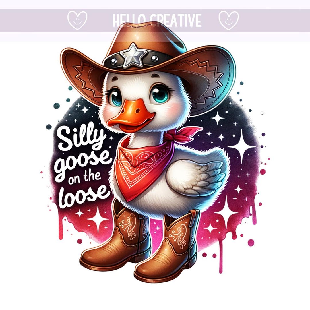 Silly Goose on the Loose PNG, Funny Goose Clipart, Cowboy Western Goose ...