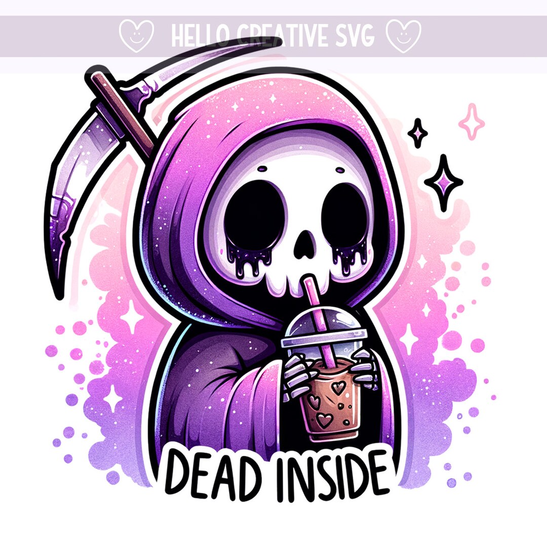 Dead Inside Grim Reaper Clipart, Coffee PNG, Coffee Grim Reaper PNG ...