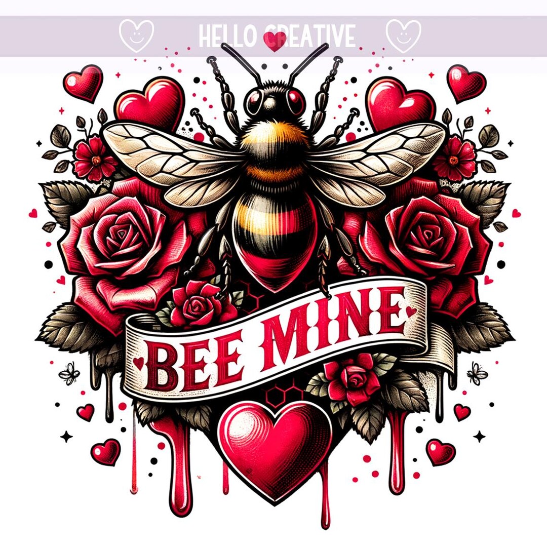 Valentine Bee Mine PNG, Be Mine V Day, Bumblebee Rose, Bee Mine ...