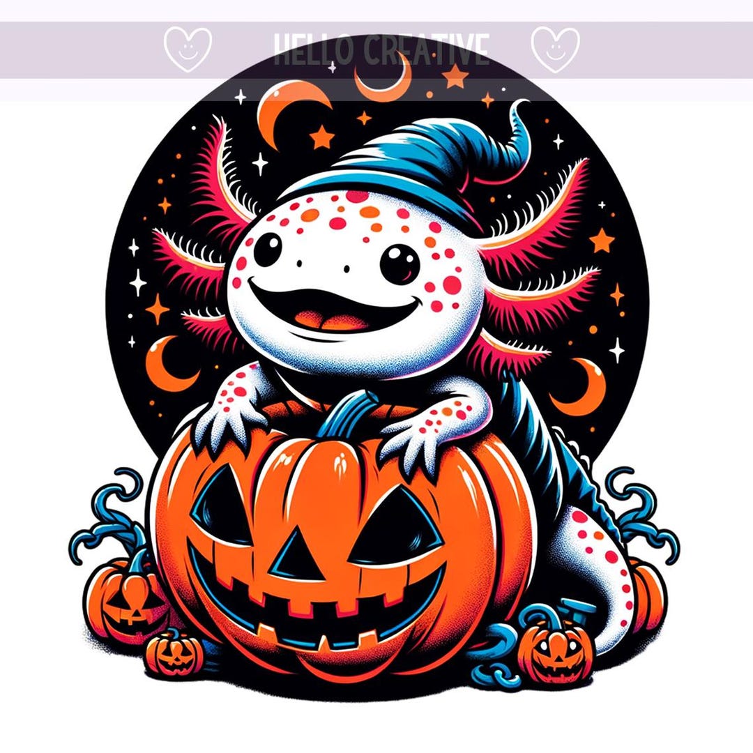 Halloween Axolotl Png, Axolotl PNG, Axolotl Clipart, Pumpkin Axolotl ...