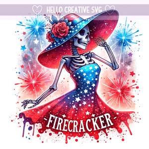 Firecracker Skeleton PNG, 4th of July PNG, Patriotic Skeleton Clipart ...