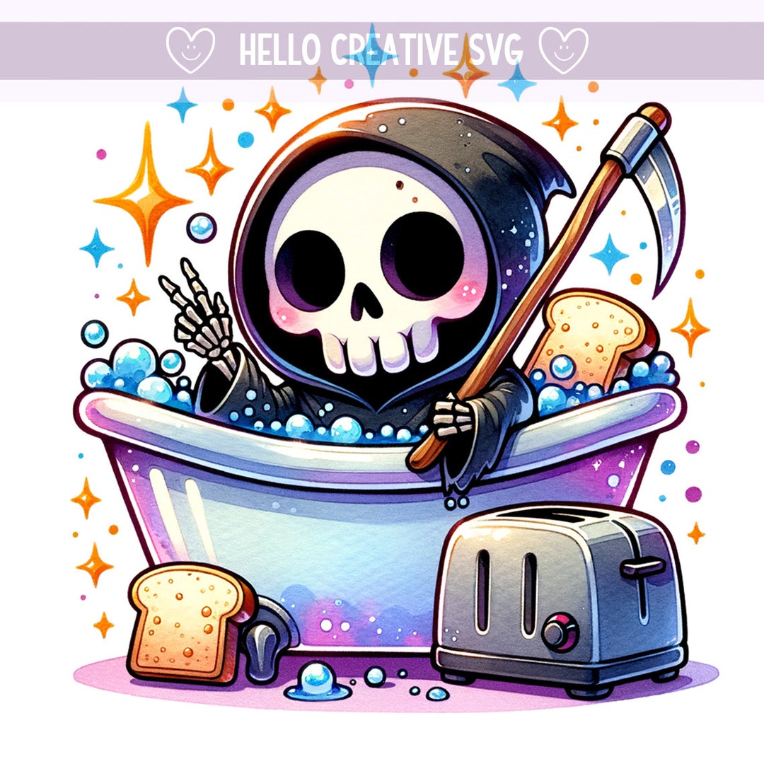 Toaster Bath PNG, Grim Reaper Clipart, Snarky Skeleton, Sarcastic Png ...