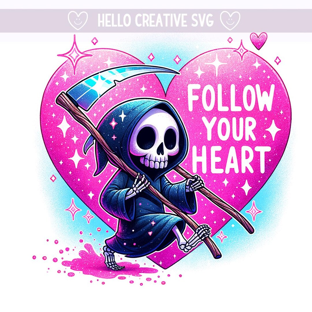 Follow Your Heart PNG, Cute Grim Reaper Clipart, Valentines Day PNG ...