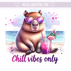 Summer Capybara PNG, Chill Vibes Only, Capybara Clipart, Capybara PNG ...