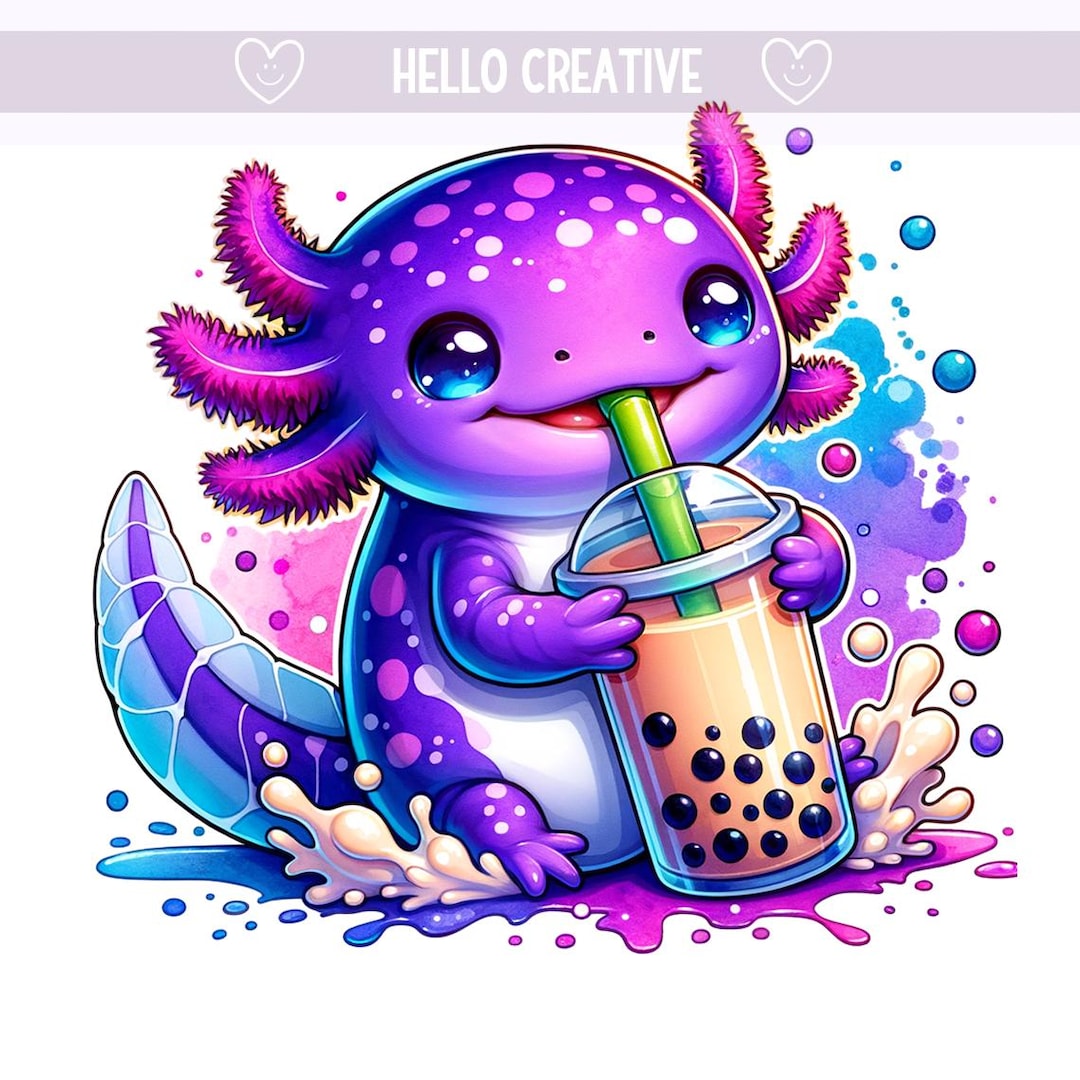 Axolotl PNG, Axolotl Clipart, Cute Axolotl, Axolotl Boba PNG, Rainbow ...