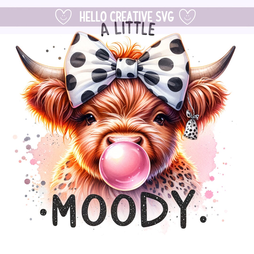 A Little Moody PNG, Sarcastic Highland Cow Clipart, Sassy Heifer Cow ...