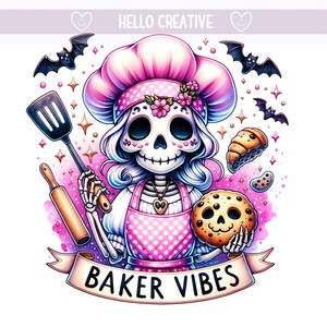 Baker Vibes PNG, Cute Baking Clipart, Skeleton Baker, Baking Skeleton ...