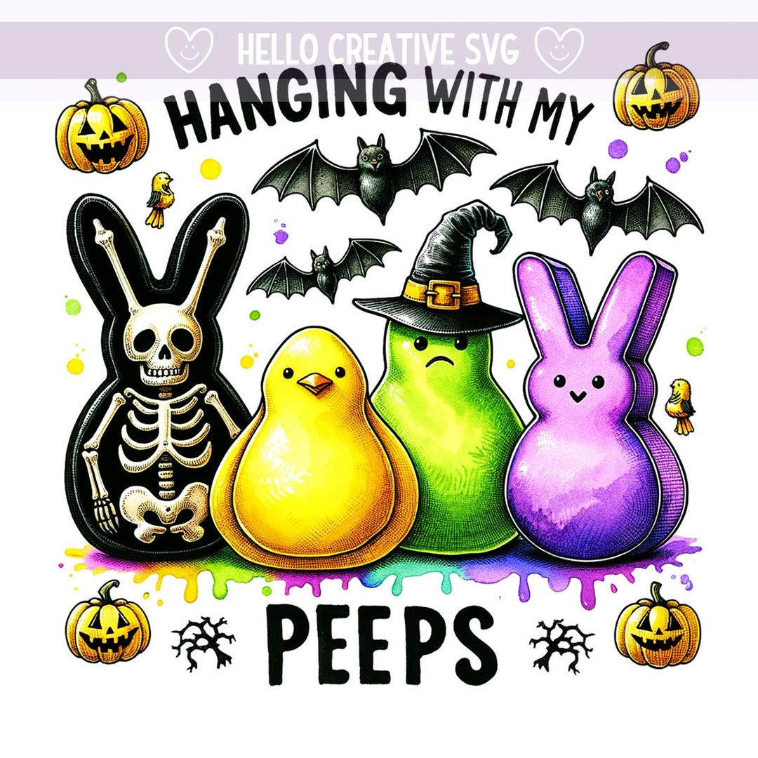 Hanging With My Peeps PNG, Spooky Easter Bunny Clipart, Easter Peeps ...