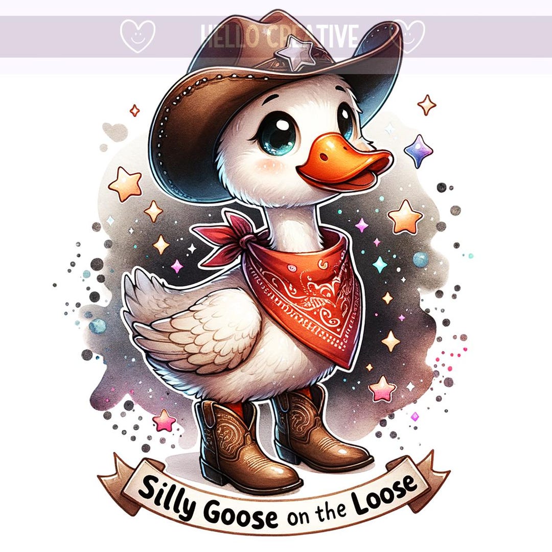 Silly Goose on the Loose PNG, Funny Goose Clipart, Cowboy Western Goose ...