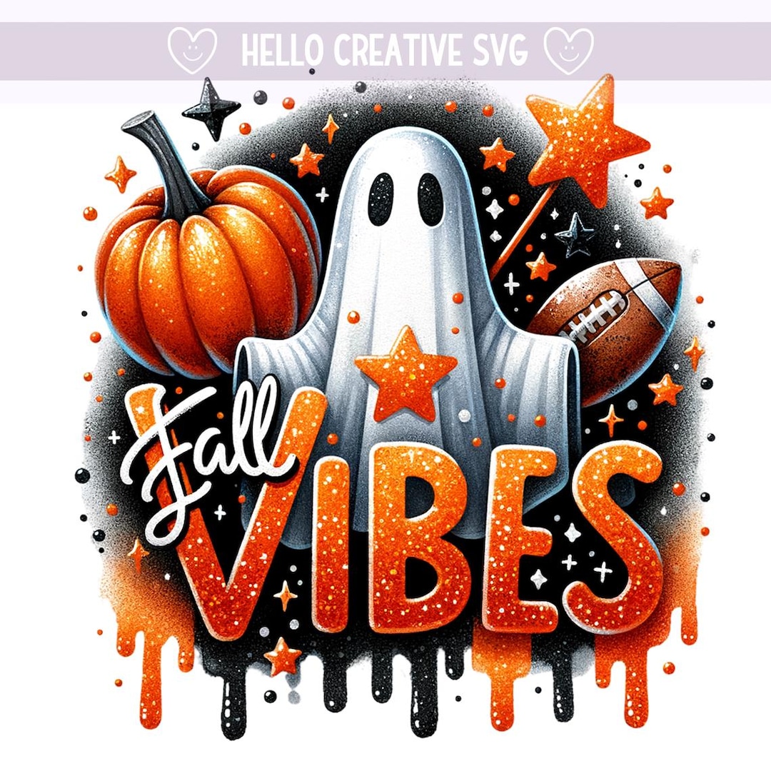 Fall Vibes PNG, Ghost Clipart, Fall Ghost Vibes, Halloween Pumpkins PNG ...