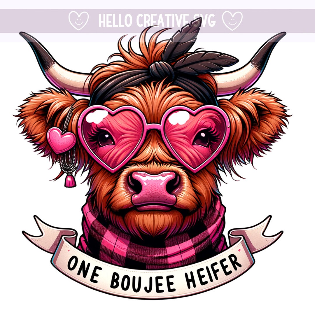 One Boujee Heifer PNG, Highland Cow Clipart, Desert Western Cow, One ...