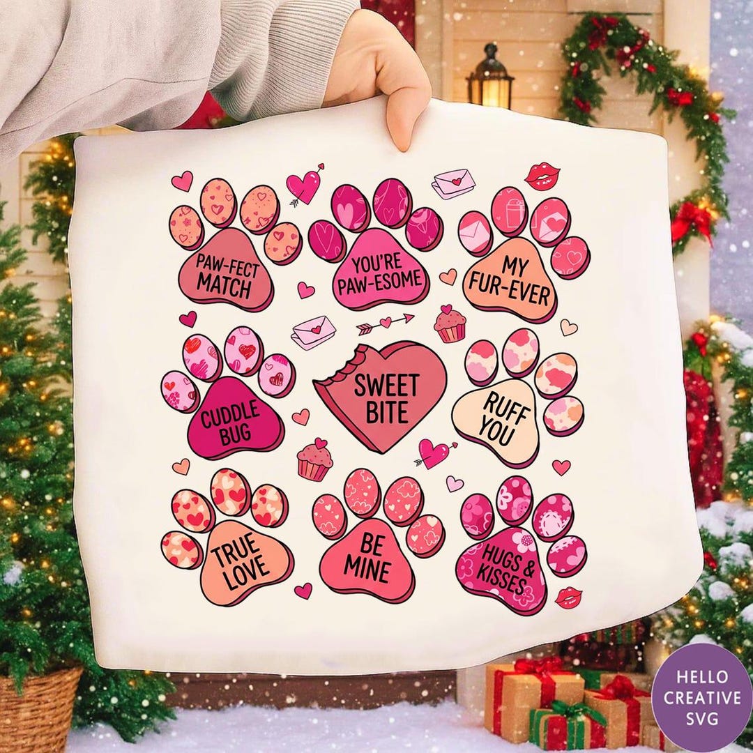 Dog Paw Valentine PNG, Cute Pet Lover Clipart, Paw Print Love Quotes ...