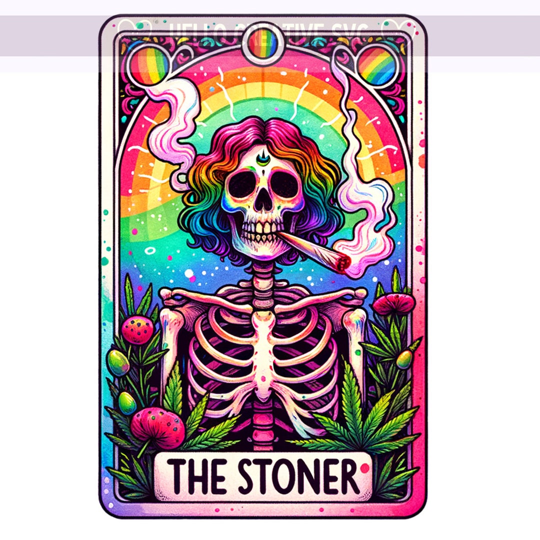 The Stoner Tarot Card, Stoner Skeleton Tarot Card, Witchy Skeleton Weed ...