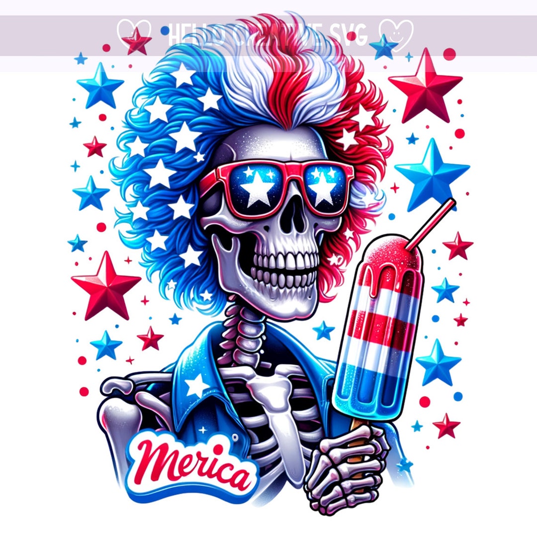 Merica PNG, Fourth of July Png, Patriotic Skeleton PNG, July 4th Png ...
