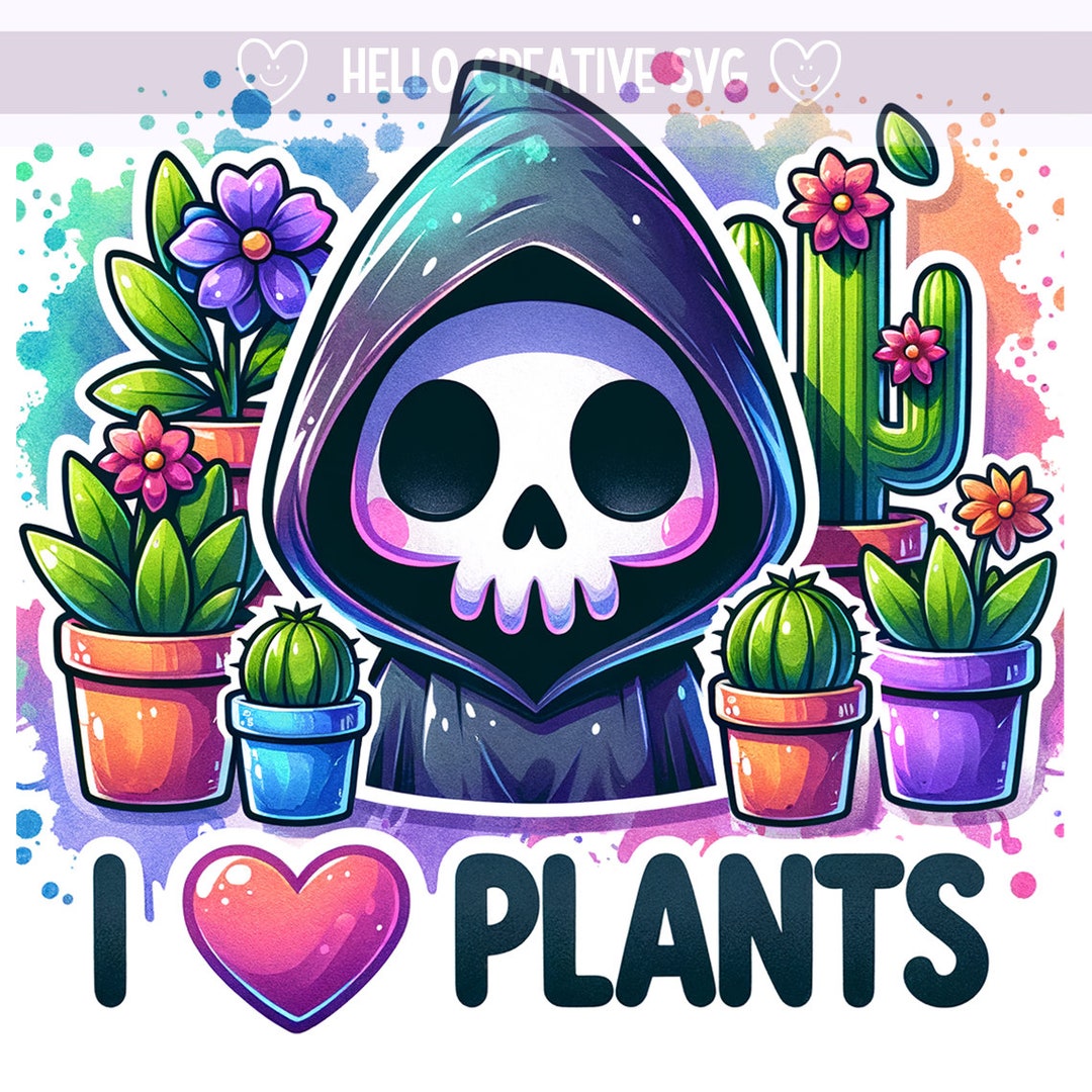 I Love Plants PNG, Grim Reaper Clipart, Gardening PNG, Skeleton Clipart ...