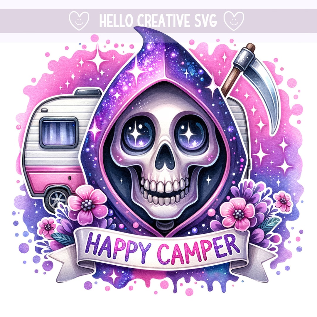 Happy Camper PNG, Grim Reaper Camping Clipart, Spooky Grim Reaper ...