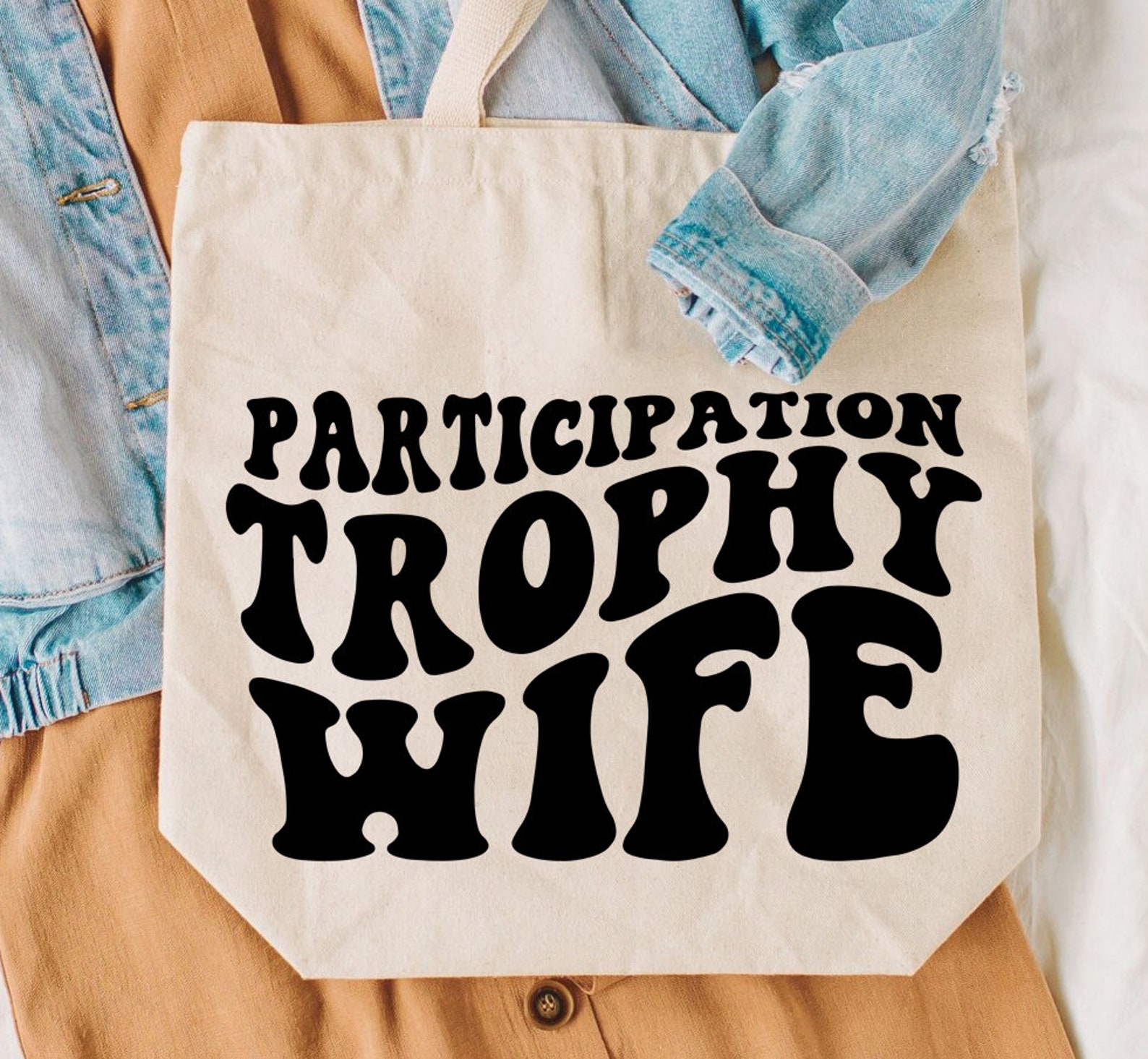 Participation Trophy Wife, Trophy Wife, Svg Cut File, Wavy Letters Svg ...