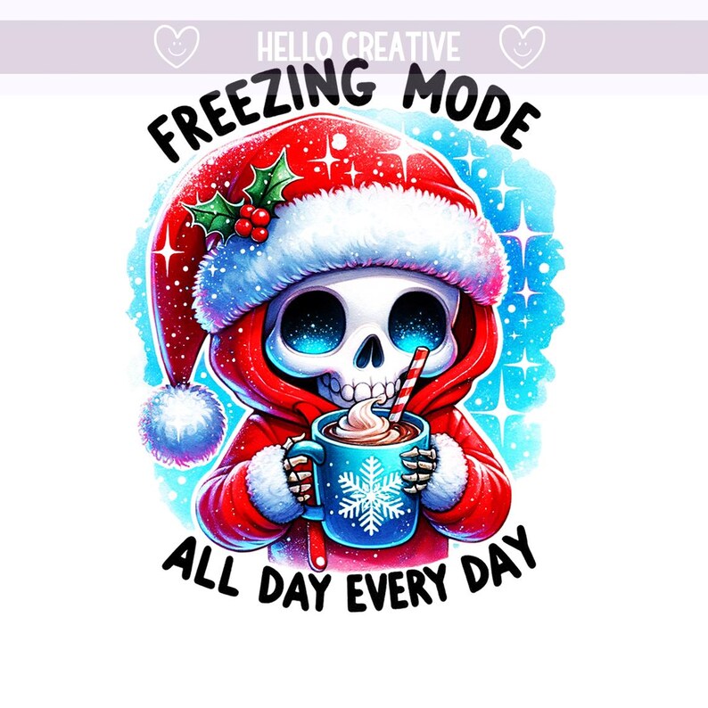 Freezing Mode PNG, Christmas PNG, Christmas Skull, Freezing Season, All ...
