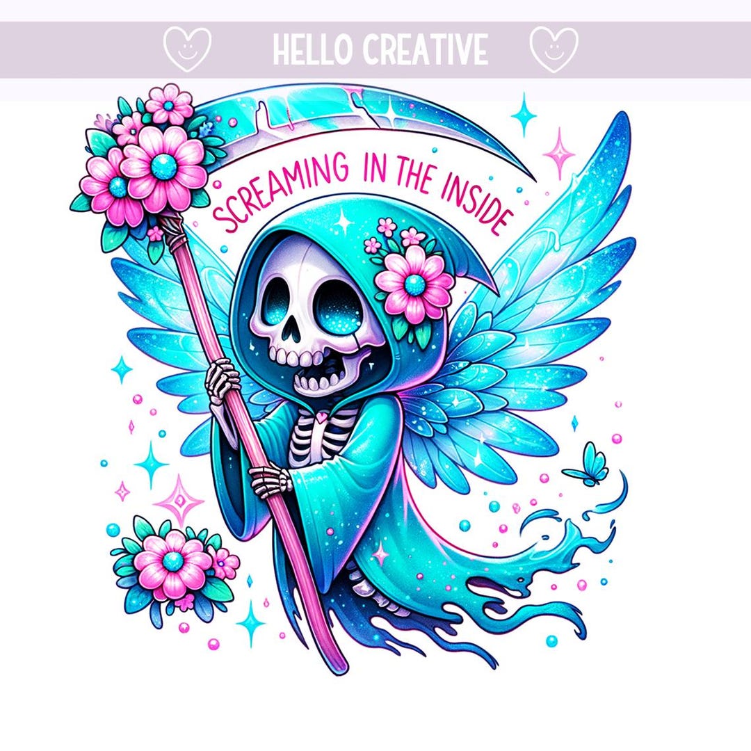 Screaming in the Inside PNG, Grim Reaper Clipart, Skeleton PNG, Anxiety ...