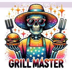 Grill Master Skeleton Clipart, Funny Grilling Skeleton PNG, Fathers Day ...