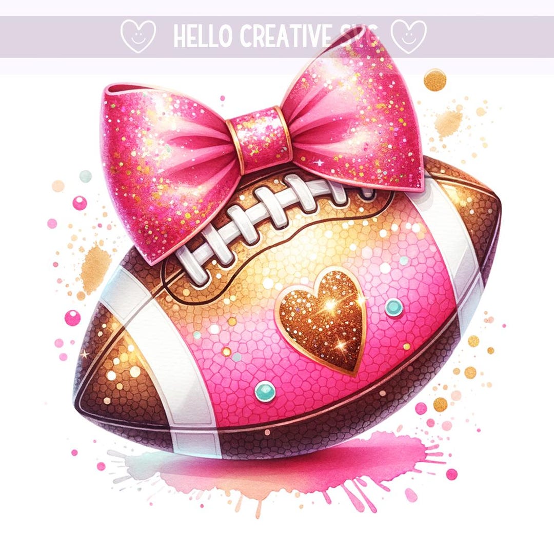 Disco Football PNG, Retro Football Png, Coquette Football Clipart, Bow ...