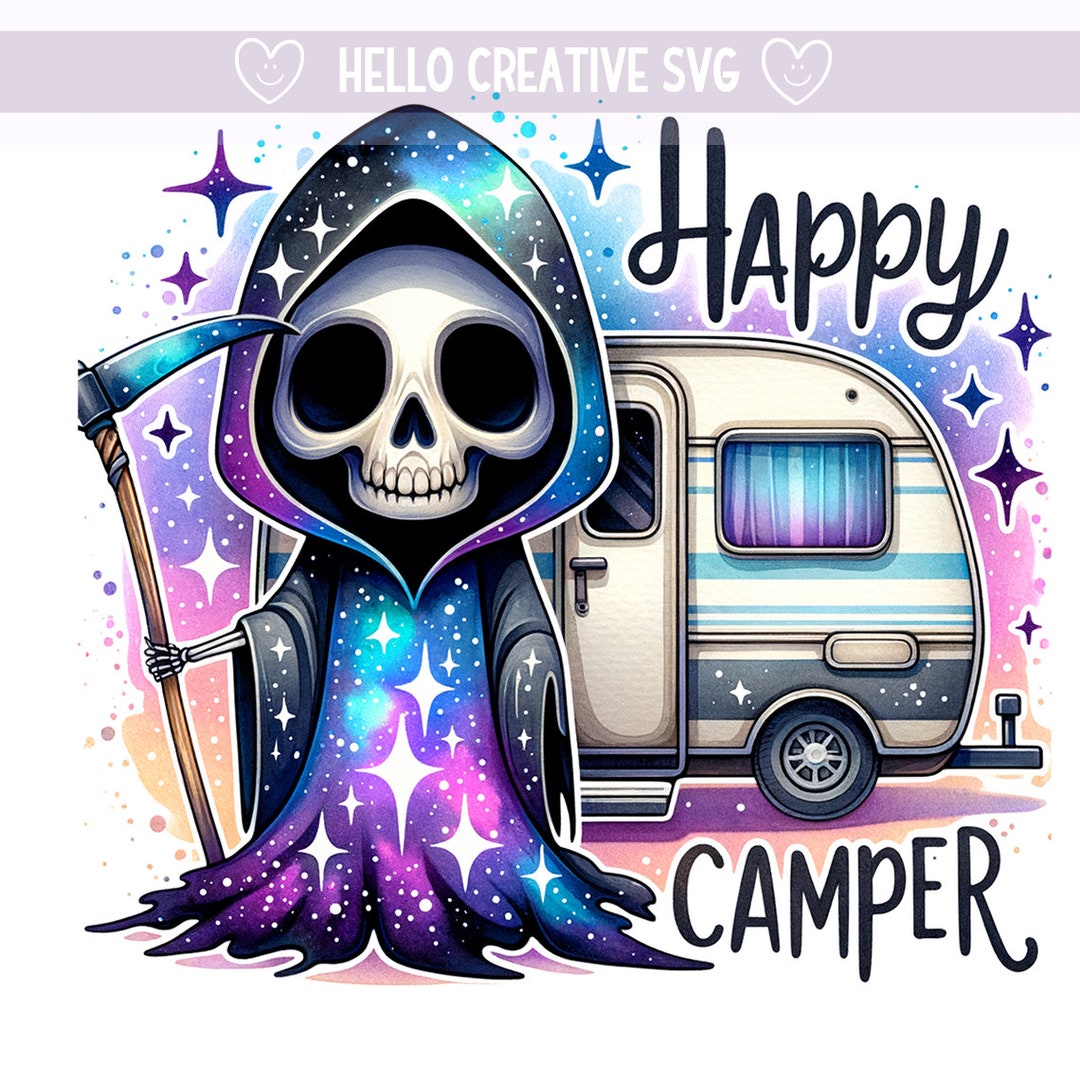 Happy Camper PNG, Grim Reaper Camping Clipart, Spooky Grim Reaper ...