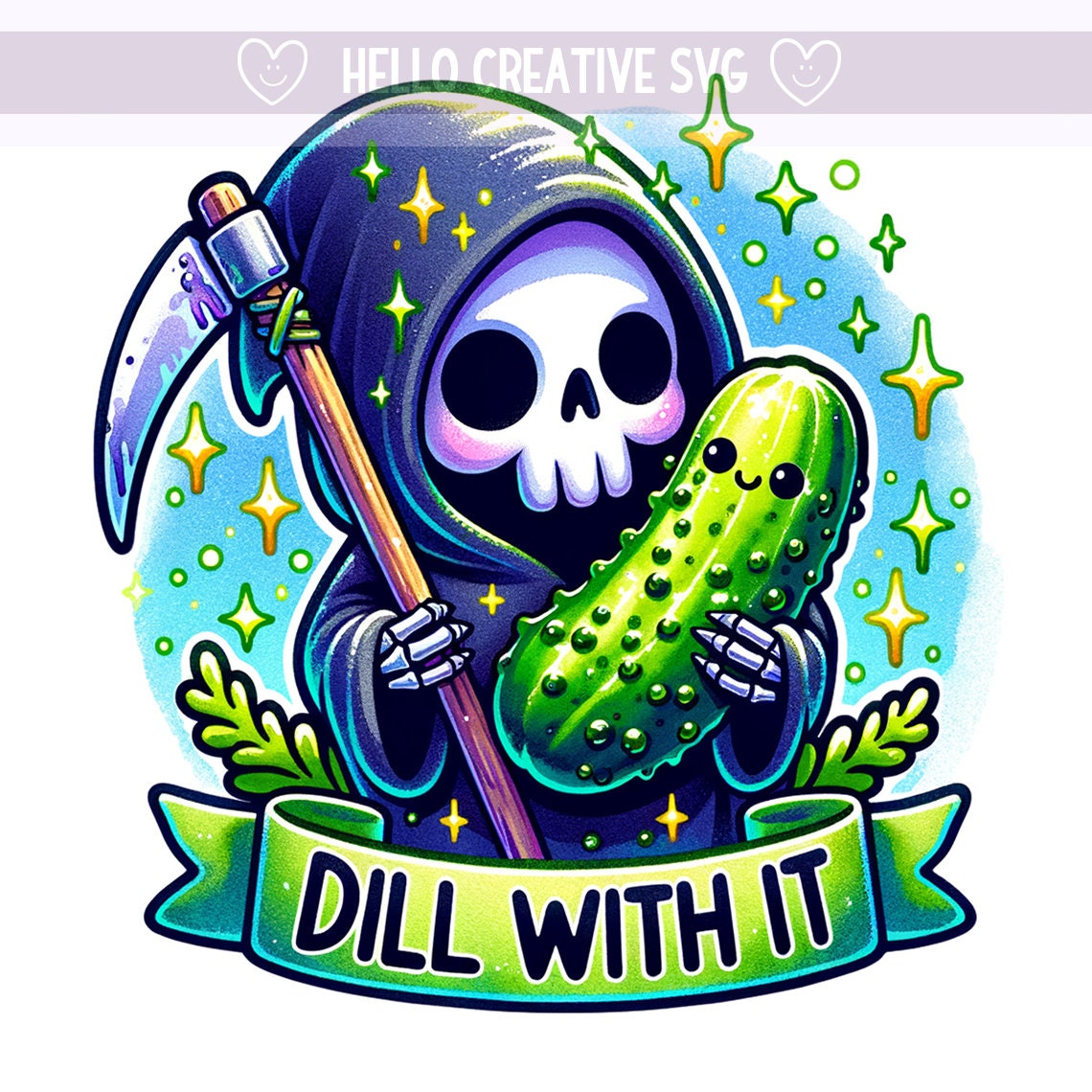 Dill With It PNG, Skeleton Pickle PNG, Dill Pickle Clipart, Grim Reaper ...