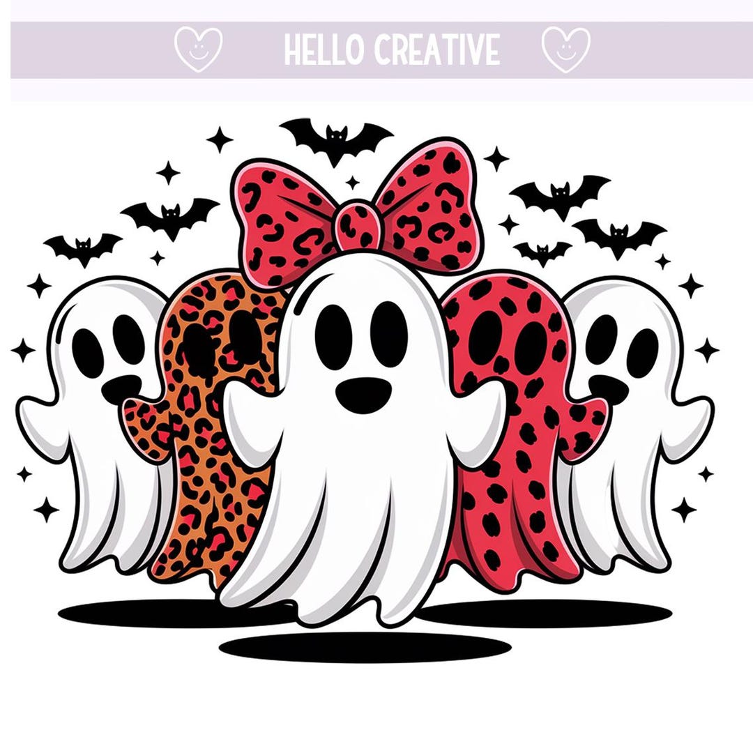 Leopard Checker Spooky Png, Ghost PNG, Halloween PNG, Cute Ghost Png ...