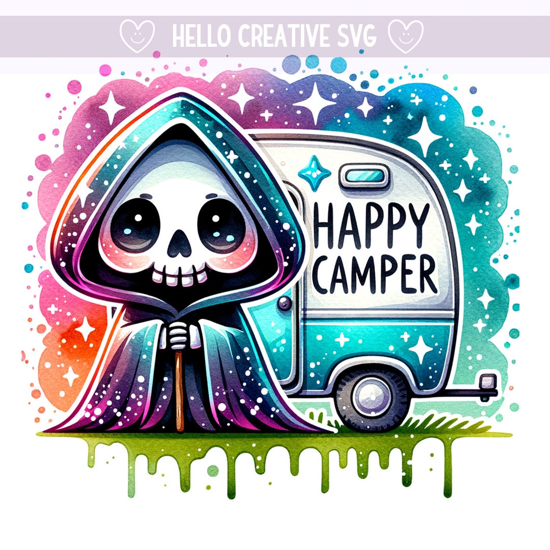 Happy Camper PNG, Grim Reaper Camping Clipart, Spooky Grim Reaper ...