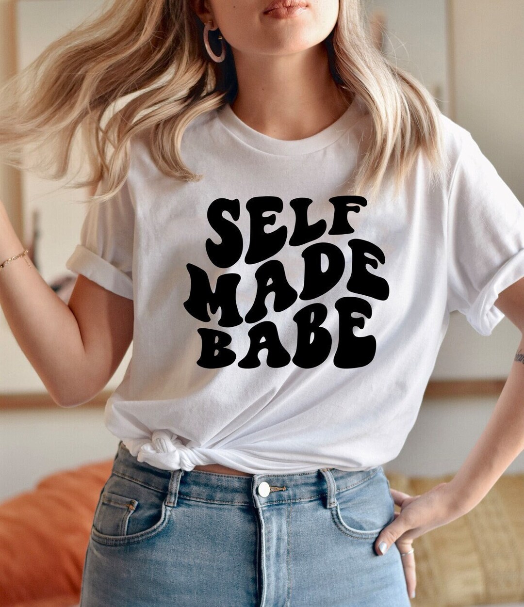 Self Made Babe SVG, Girl Boss Svg, Self Love, Wavy Letters Svg, Vintage, Retro, Silhouette Cut ...